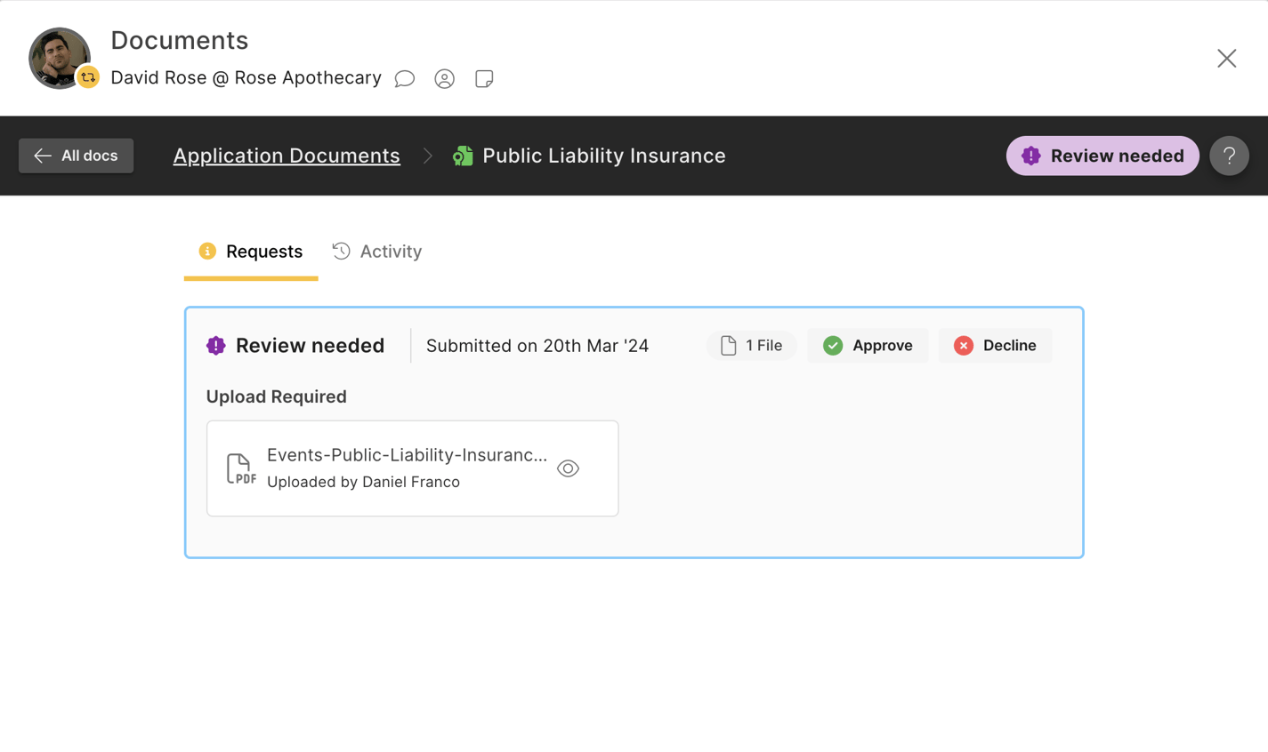 Requesting & Managing Documents for Bookings and Customers